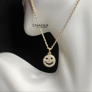 Chainsnthings | Jewelry | Smiley Face Emoji Necklace Cz Zircon 4k Gold ...